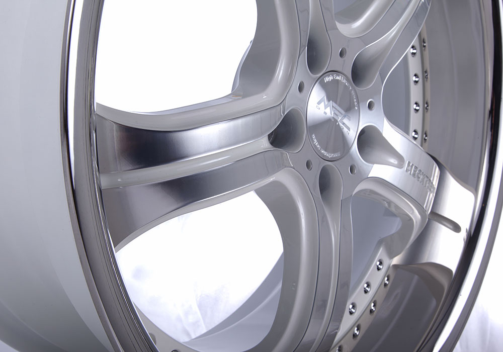 mecxtreme3 one piece wheel in Satin White with Stainless Steel Lip ...
